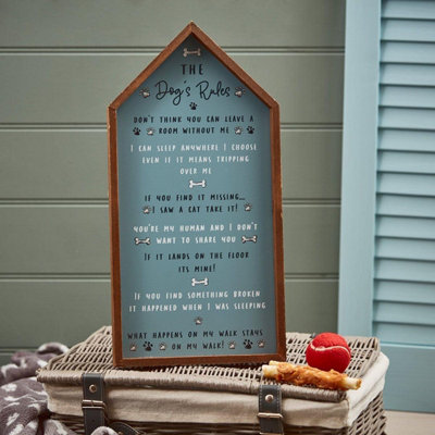 Langs House Shaped Plaque Dog Rules Sign
