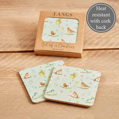 Langs Set of 4 Drinks Coasters - Garden Birds
