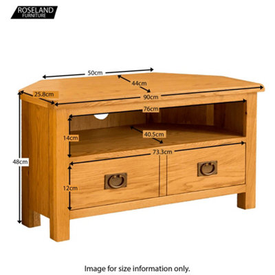 Lanner Oak 90cm Corner TV Unit - Fully Assembled By Roseland Furniture