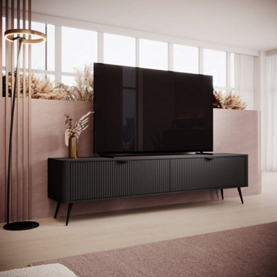 Lante Modern Black TV Cabinet 2000mm H510mm D380mm with Two Pull-Down ...