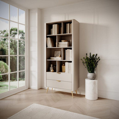 Lante Stylish Beige Bookcase 880mm H1940mm D380mm with Eight ...