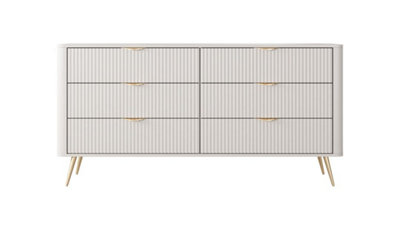 Lante Stylish Beige Chest of Drawers 1630mm H810mm D380mm with Six ...