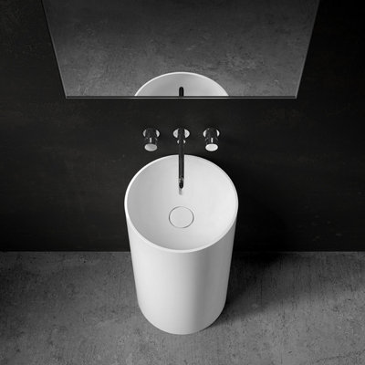 Lanyon Stone Freestanding Column Basin 850 - Gloss White