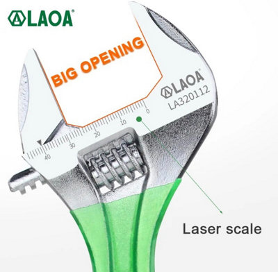 LAOA WIDE OPENING JAWS ADJUSTABLE WRENCH 150MM LONG, SOFT GRIP HANDLE