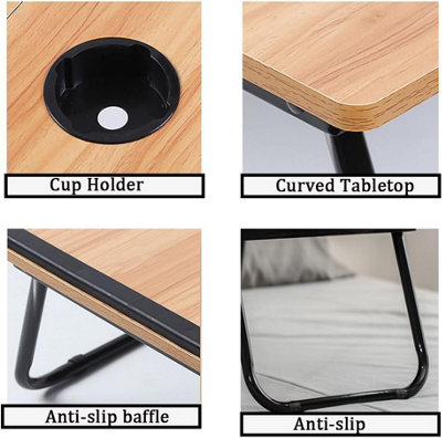 Laptop Bed Table Computer Notebook Desk Stand with Foldable Legs & Cup ...