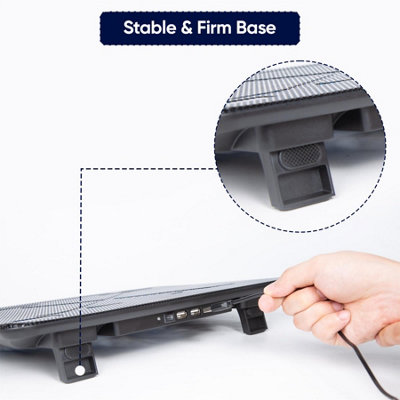 Laptop Cooling Pad 3 Ultra Quiet Fans Adjustable Height Setting Gaming ...