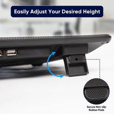 Laptop Cooling Pad 3 Ultra Quiet Fans Adjustable Height Setting Gaming ...