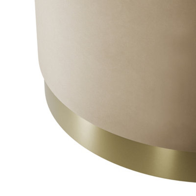 Lara Beige Velvet Pouffe - Large Multipurpose Design with Brushed Gold Base
