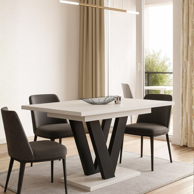 LARA Extendable Dining Table 130 to 210 cm Modern Design Cashmere