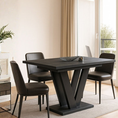 LARA Extendable Dining Table 130 to 210 cm Modern Design Dark Concrete