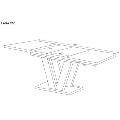 LARA Extendable Dining Table 130 to 210 cm Modern Design Dark Concrete