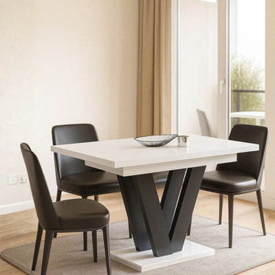 LARA Extendable Dining Table 130 to 210 cm Modern Design White Gloss