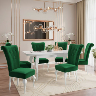 LARA Extendable Dining Table Set with 6 ST63 Dining Chairs MDF HDF ...