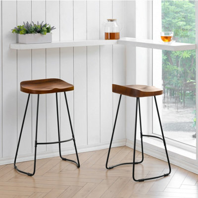 Lara Set of Two Saddle Seat Kitchen & Breakfast Counter Bar Stools ...