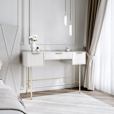 Lara White Dresssing Table - Ridged front and side finished