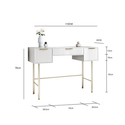 Lara White Dresssing Table - Ridged front and side finished