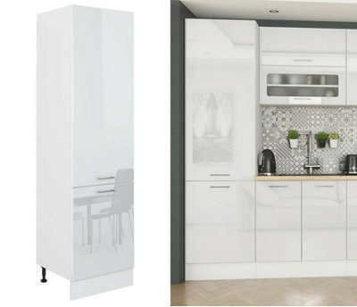 Larder Unit 600mm Kitchen Pantry Tall Cupboard 60cm Soft Close White ...