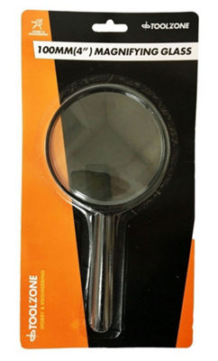 LARGE 100mm MAGNIFIER GLASS BLACK HAND HELD 4" GLASS LENS OPTICAL x3 ...