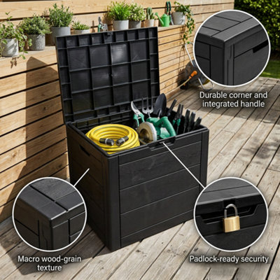 Large 110L Garden Storage Box Outdoor Container with Lockable Lid
