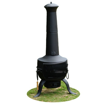 Large 137cm Tall Garden Patio Chiminea Wood Log Burner Fire Pit BBQ ...