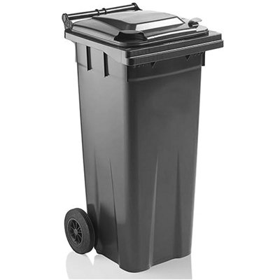 Large 140 Litre Grey Coloured Outdoor Council Wheelie Bins Complete ...