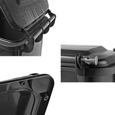 Large 140 Litre Grey Coloured Outdoor Council Wheelie Bins Complete ...