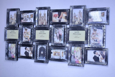 Large 18 Photos Multi Picture Wall Frame 6x4 Photo Black Silver