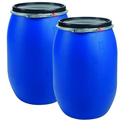 Large 220L Plastic Blue Open Top Food Grade Keg Barrel Storage Drums ...
