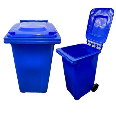 Large 240 Litre Blue Coloured Outdoor Council Wheelie Bins Complete ...