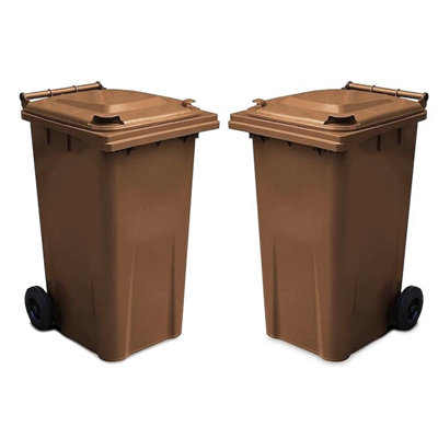 Large 240 Litre Brown Coloured Outdoor Council Wheelie Bins Complete ...