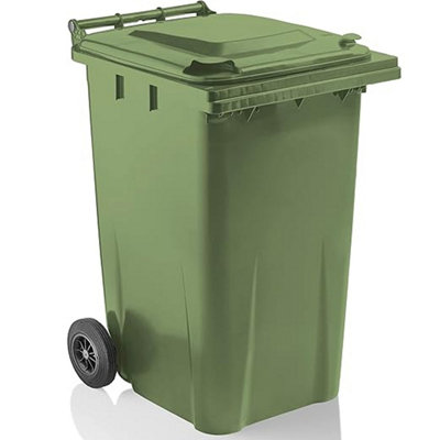 Large 240 Litre Green Coloured Outdoor Council Wheelie Bins Complete ...