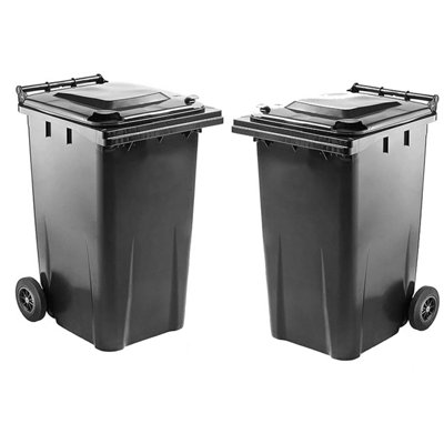 Large 240 Litre Grey Coloured Outdoor Council Wheelie Bins Complete ...
