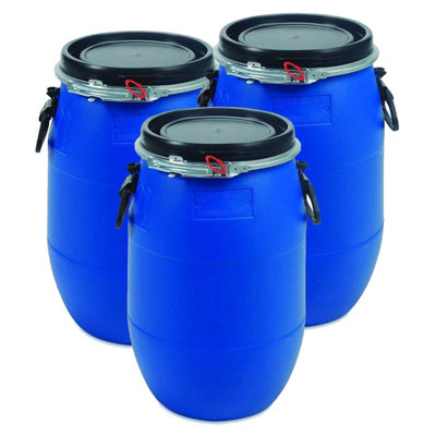 Large 30L Plastic Blue Open Top Food Grade Keg Barrel Storage Drums ...