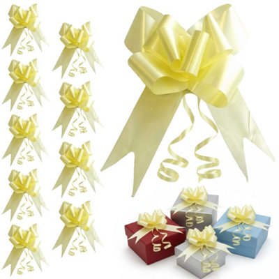 Large 30mm/3cm Ribbon Pull Bows Light Yellow for All Occation ...