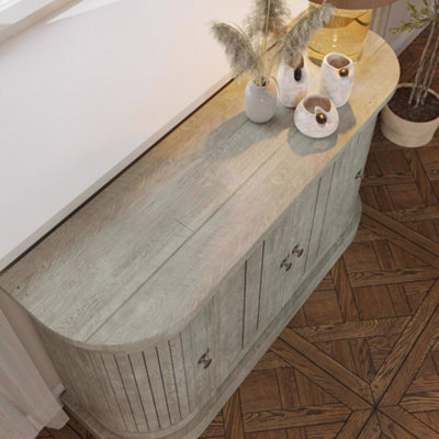 Large 4 Door Sideboard Solid Reclaimed Limewashed Pine