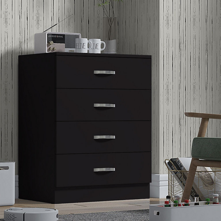 Large 4 Drawer Matt Black Chest Of Drawers | DIY at B&Q Large 4 Drawer Matt Black Chest Of Drawers | DIY at B&Q