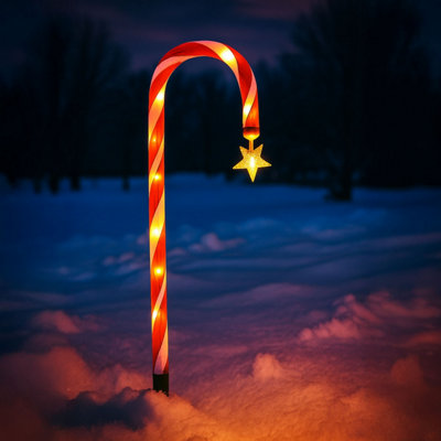 Large 42cm 12 Piece Set Remote Solar Panel Battery Candy Cane Christmas ...