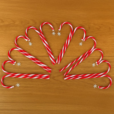 Large 42cm 12 Piece Set Remote Solar Panel Battery Candy Cane Christmas ...