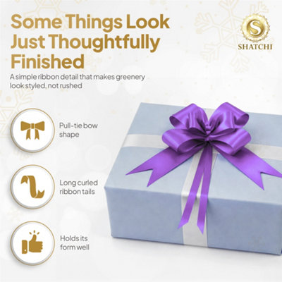 Large 50mm/5cm Ribbon Pull Bows for All Occation Decoration , Purple, 60PK