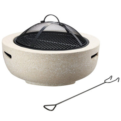 Large 55cm Round MgO Fire Pit Barbecue Grill BBQ Bowl Camping Heater ...