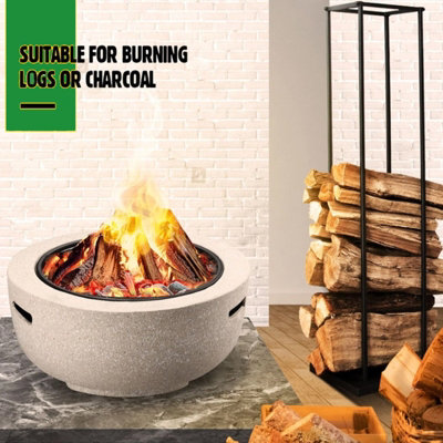 Large 55cm Round MgO Fire Pit Barbecue Grill BBQ Bowl Camping Heater ...