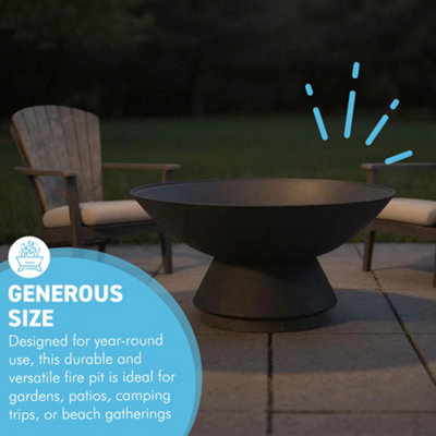 Large 56cm Outdoor Fire Pit Bowl, Round Patio Firepit, Garden Heater ...