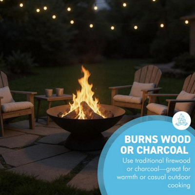 Large 56cm Outdoor Fire Pit Bowl, Round Patio Firepit, Garden Heater ...