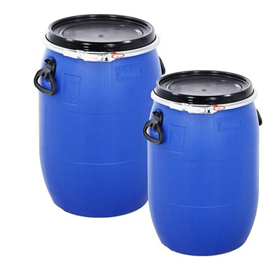 Large 60L Plastic Blue Open Top Food Grade Keg Barrel Storage Drums ...