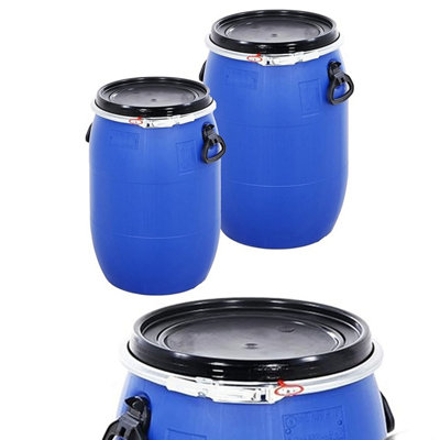 Large 60L Plastic Blue Open Top Food Grade Keg Barrel Storage Drums ...