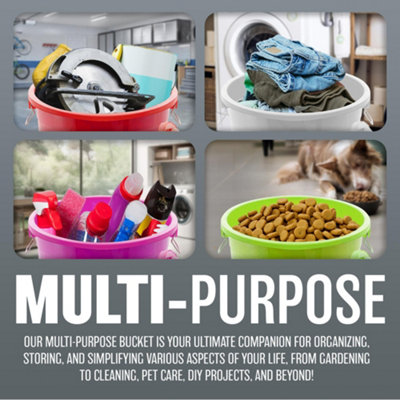 Large 70L Multi Purpose Bucket With Handles Storage Organiser Waste Garden