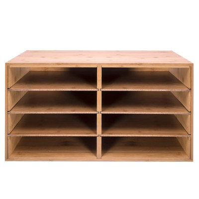 Large A4 Bamboo Desktop File Sorter 8 Compartment Adjustable Shelf ...