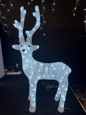 Large Acrylic Christmas Reindeer Figure With 100 Bright White Low ...