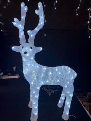 Large Acrylic Christmas Reindeer Figure With 100 Bright White Low ...