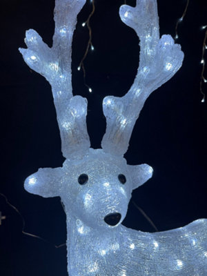 Large Acrylic Christmas Reindeer Figure With 100 Bright White Low ...